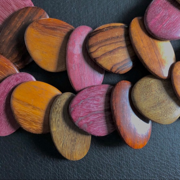 Jewelry | Multi Colored Wooden Disc Necklace | Poshmark